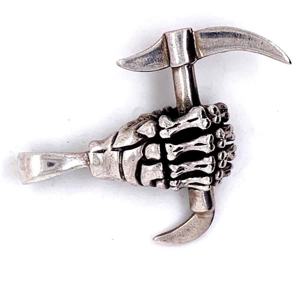 Skeleton Hand Pick Axe Sterling Silver Pendant - Etsy
