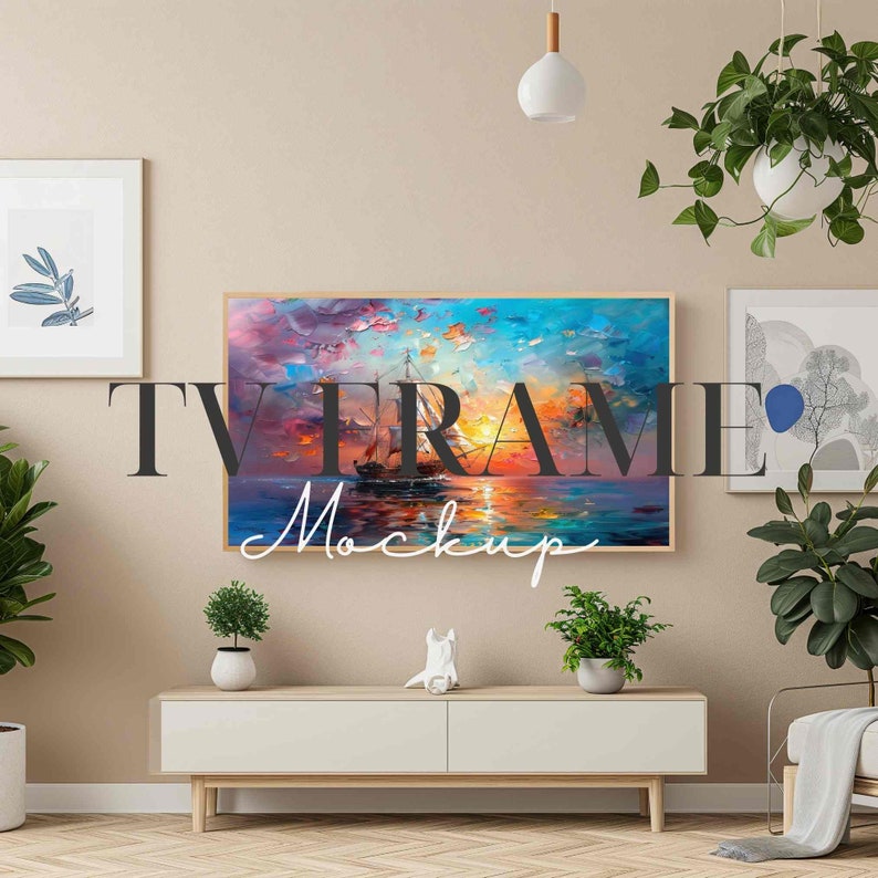 Canva Template, Smart Art TV Frame Mockup Set | 16:9 Ratio Horizontal ...