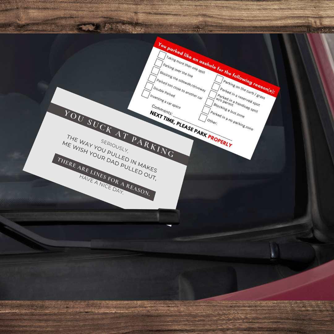 Set of Bad Parking Cards, 11 Pieces, Funny Learn to Park, Gag Card ...