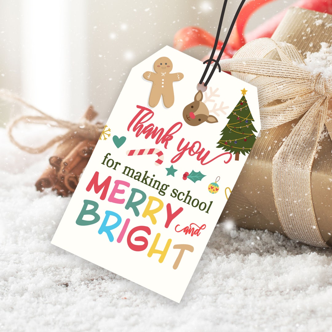 Christmas Teacher Thank You Tag, PNG, Gift, Daycare, Student, Digital ...