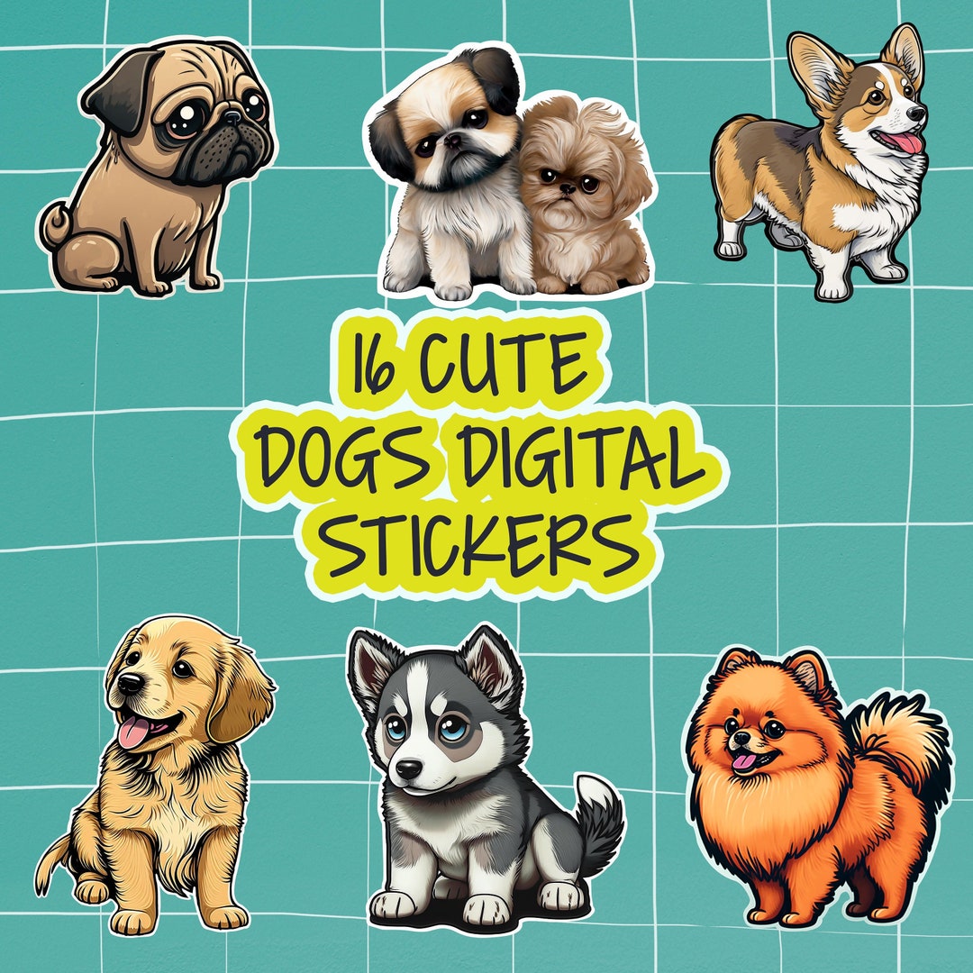 Dog 16 Stickers, Dog Sticker Bundles, Puppy Vinyl Stickers for Laptops ...