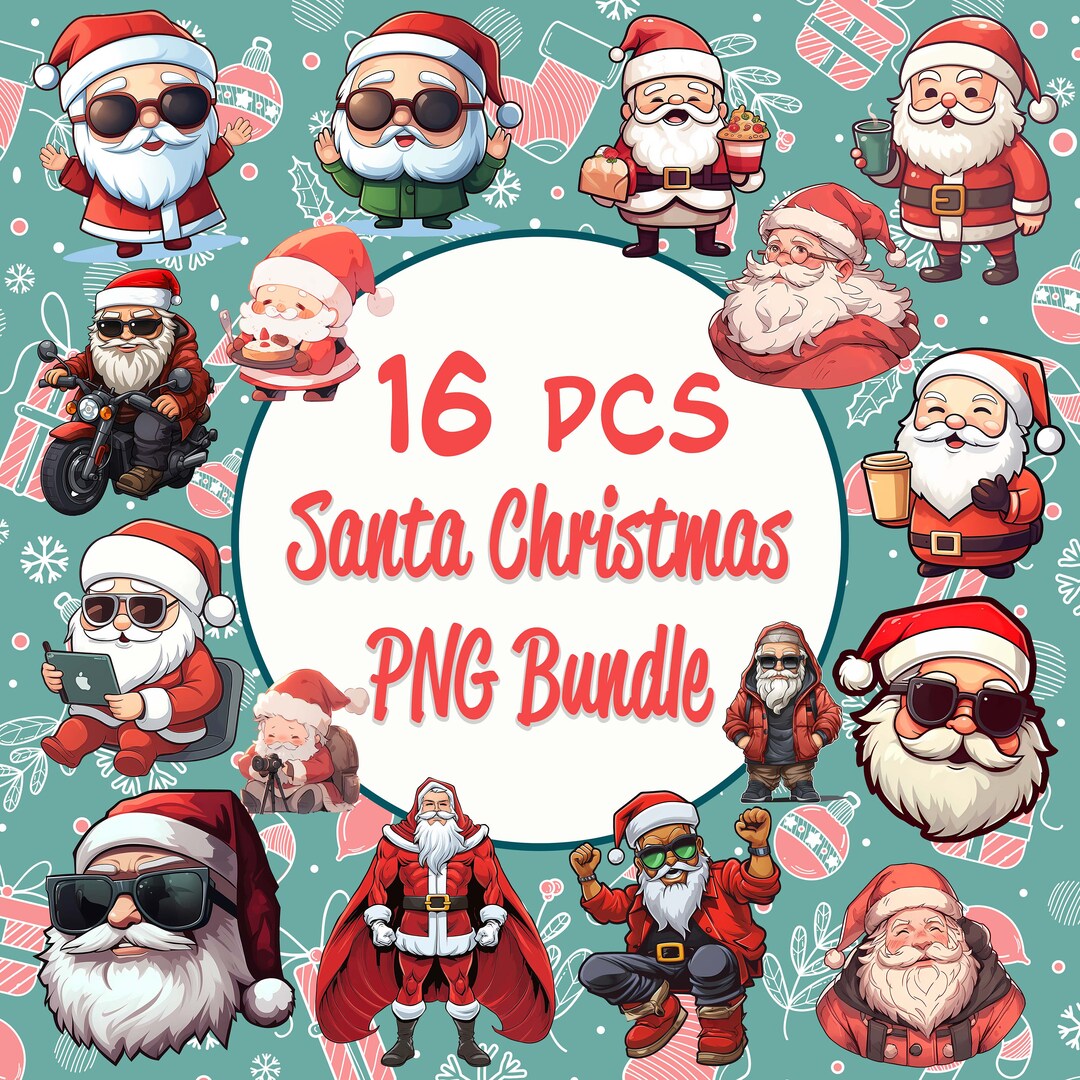 Santa Clipart PNG Bundle, Santa Collection, Christmas/thanksgiving Png ...