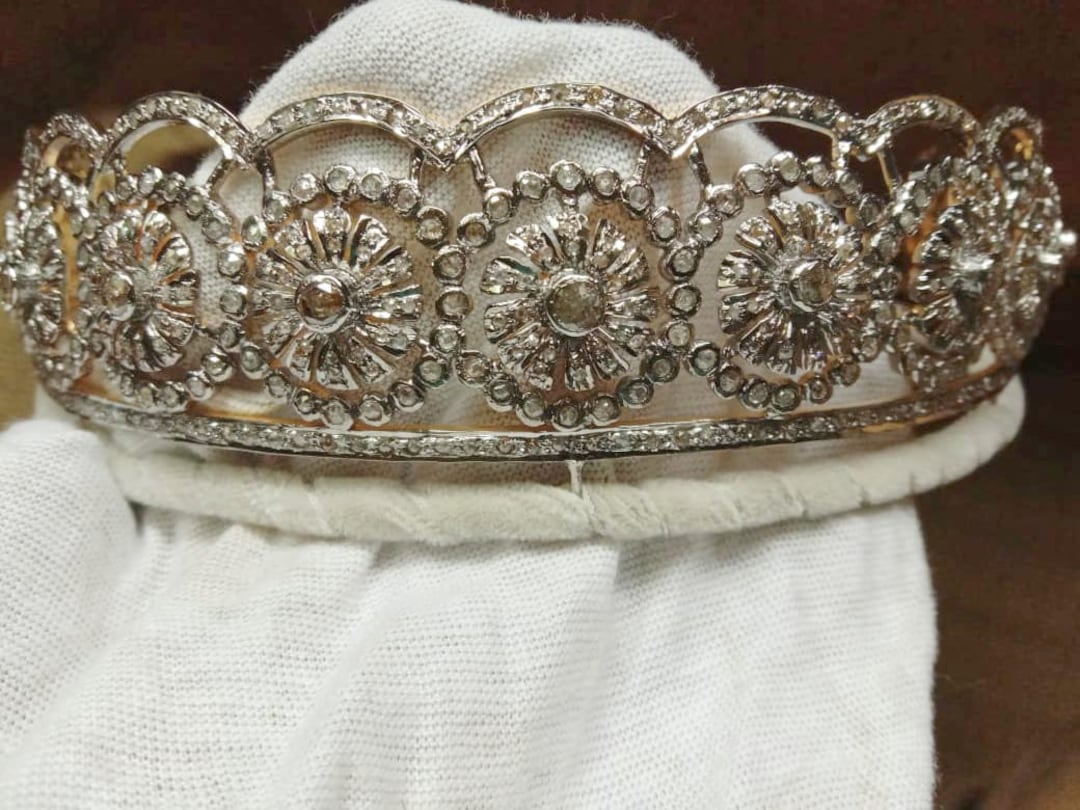 Art Deco Victorian Tiara Rosecut Natural Diamond Royal Family Tiaras ...
