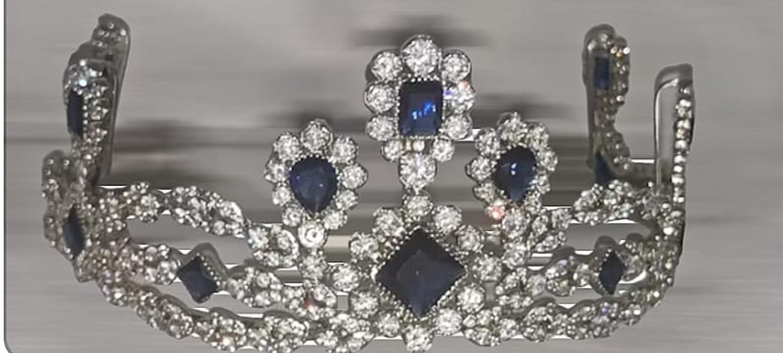 Queen Elizabeth Sapphire Diamond Tiara Sterling Silver 925 Royal Family ...