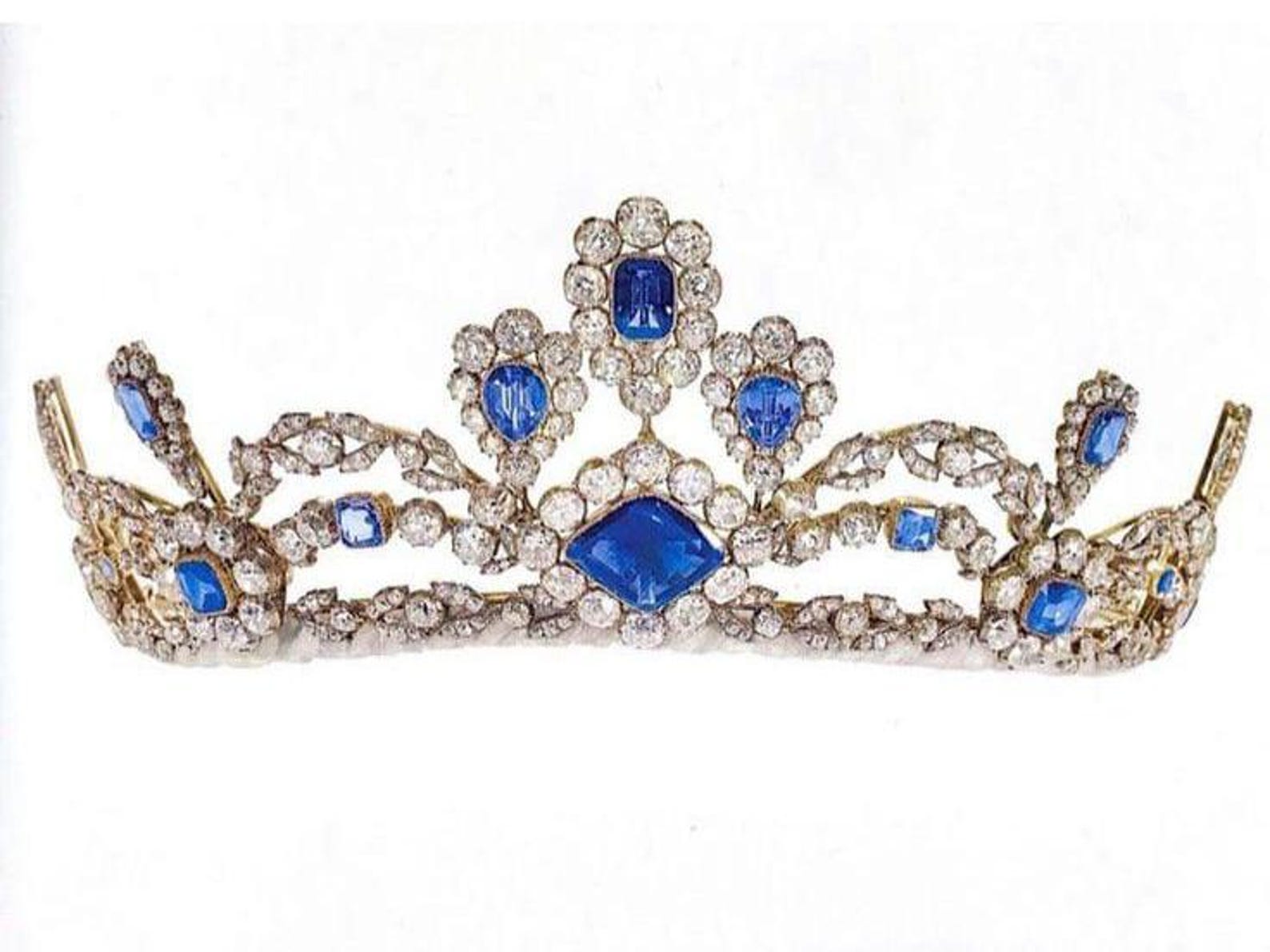 Queen Elizabeth Sapphire Diamond Tiara Sterling Silver 925 Royal Family ...