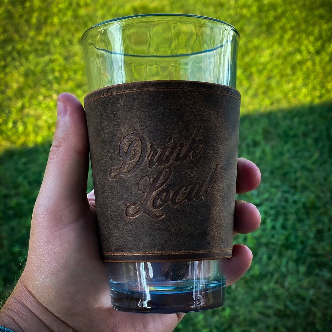Custom Leather Pint Glass Sleeve for Beer Lovers, Groomsmen, 3rd ...