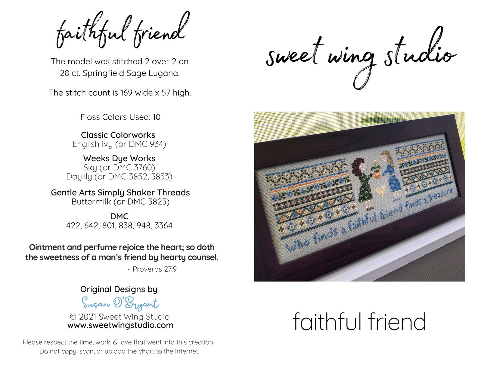 Friendship Cross Stitch Pattern, Faithful Friend Instant Download PDF ...