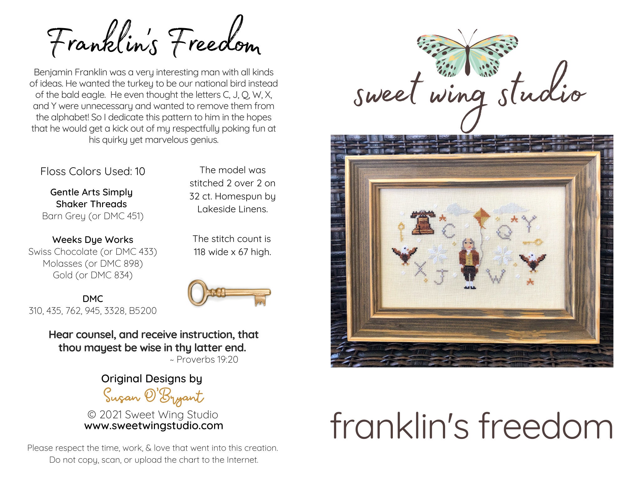 American History Cross Stitch Pattern, Franklin's Freedom - Instant ...