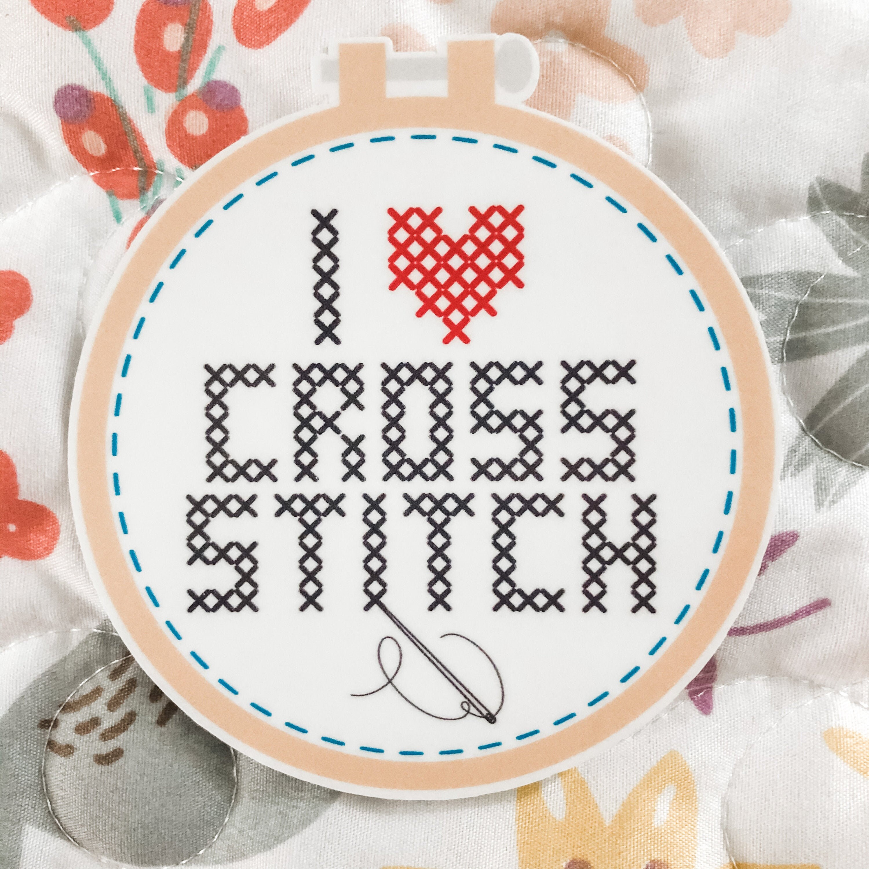 Vinyl Sticker I Heart Cross Stitch Show your love for cross | Etsy