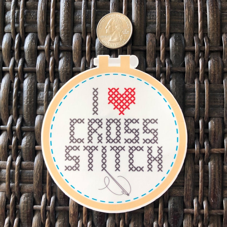 Vinyl Sticker I Heart Cross Stitch Show your love for cross | Etsy