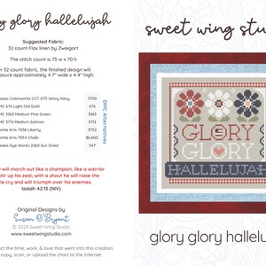 Patriotic Cross Stitch Pattern - Glory Glory Hallelujah - Instant ...
