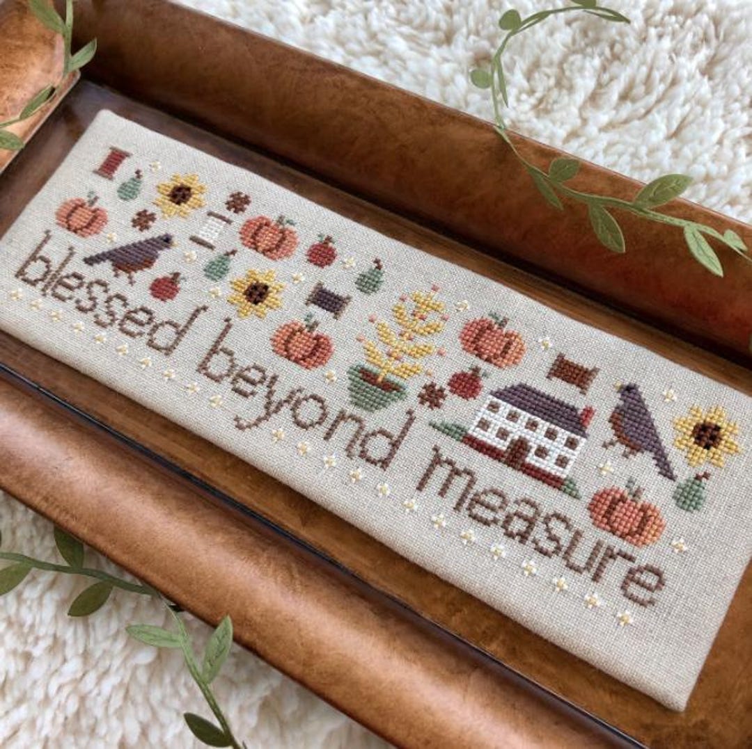 Autumn Cross Stitch Pattern - Blessed Beyond Measure - PDF Chart ...