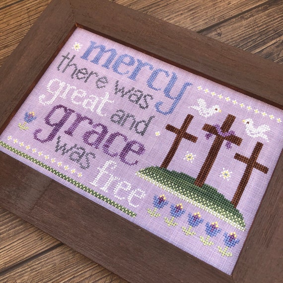 Christian Cross Stitch Pattern Mercy and Grace Instant - Etsy