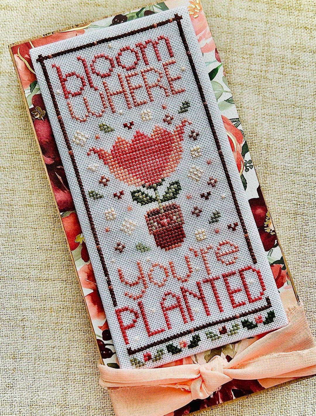 Cross Stitch Pattern PDF, Bloom Where You're Planted - Quote ...
