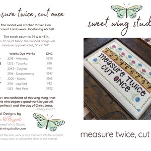 Cross Stitch Pattern, Measure Twice, Cut Once - Instant Download PDF ...