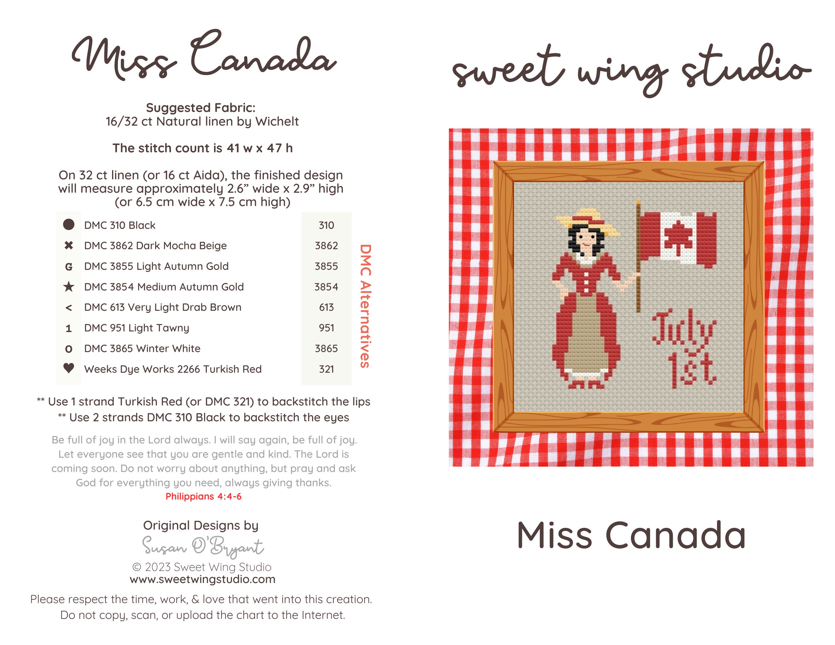 Canadian Patriotic Cross Stitch Pattern, Miss Canada Mini Maid, Instant ...