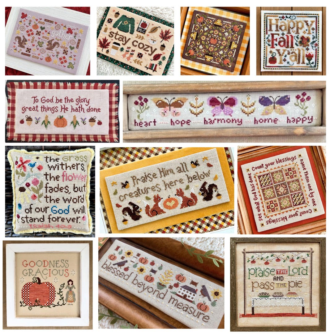 Autumn Cross Stitch Pattern Bundle - 12 PDF Charts - Harvest ...