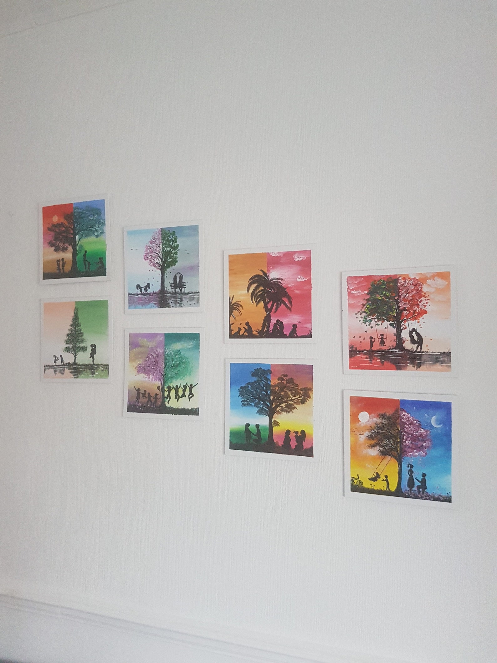 Mini Silhouette Acrylic Painting. Romantic Artwork, Best Friends ...