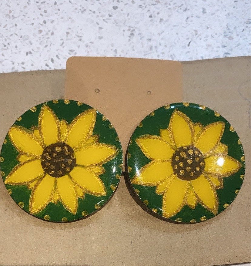 Queen Oshun Hand-painted Large Statement Sunflower Green & - Etsy UK