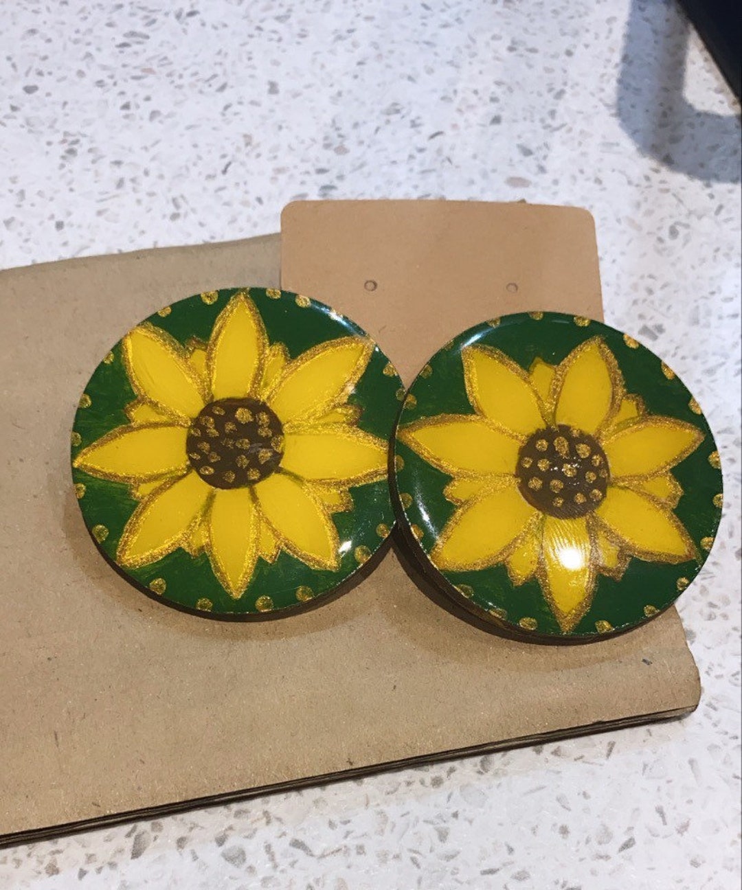 Queen Oshun Hand-painted Large Statement Sunflower Green & - Etsy UK