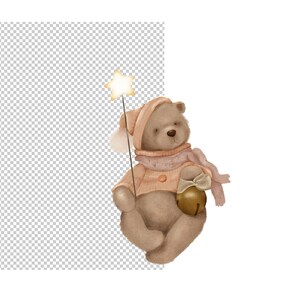 Good Night Teddy Bear Clipart, Winter Holidays Clipart, Nursery Poster ...