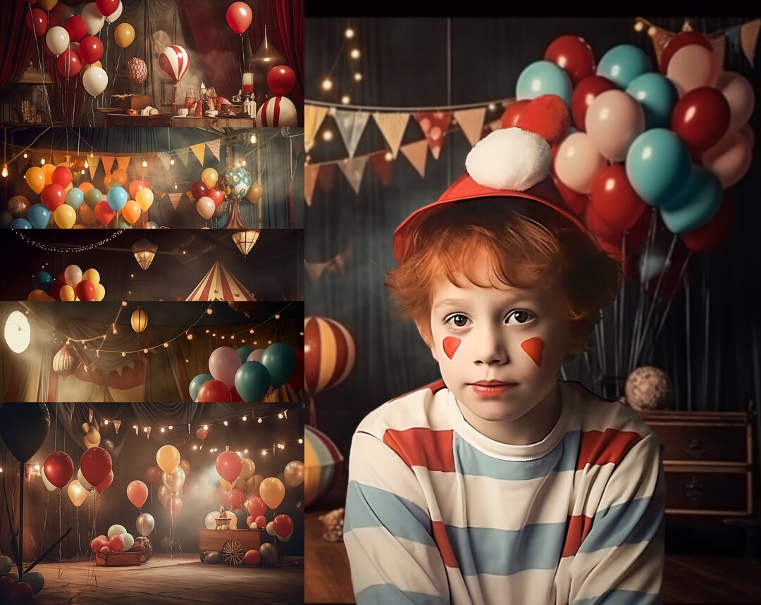 6 X Circus Digital Backdrop, Cake Smash Digital Backdrop, Circus ...