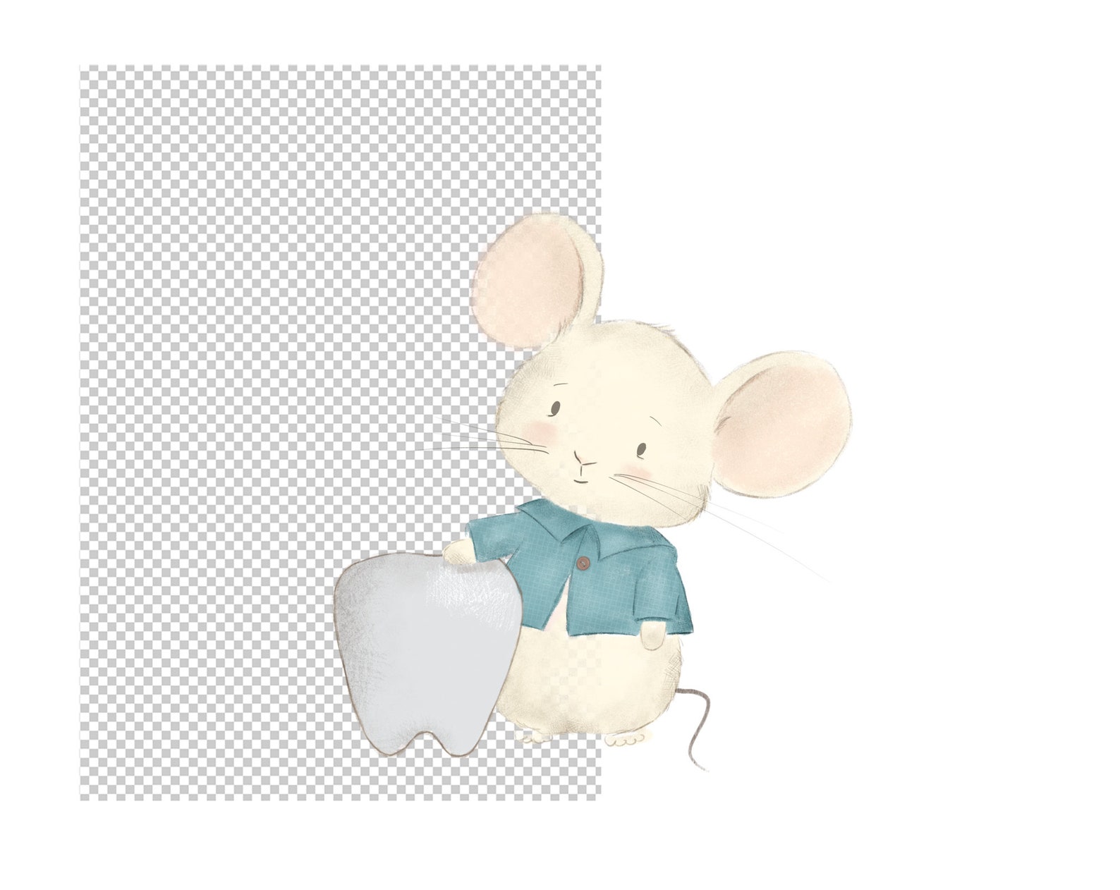 Mouse With Tooth Watercolor Clipart Png, First Tooth Poster or Card ...