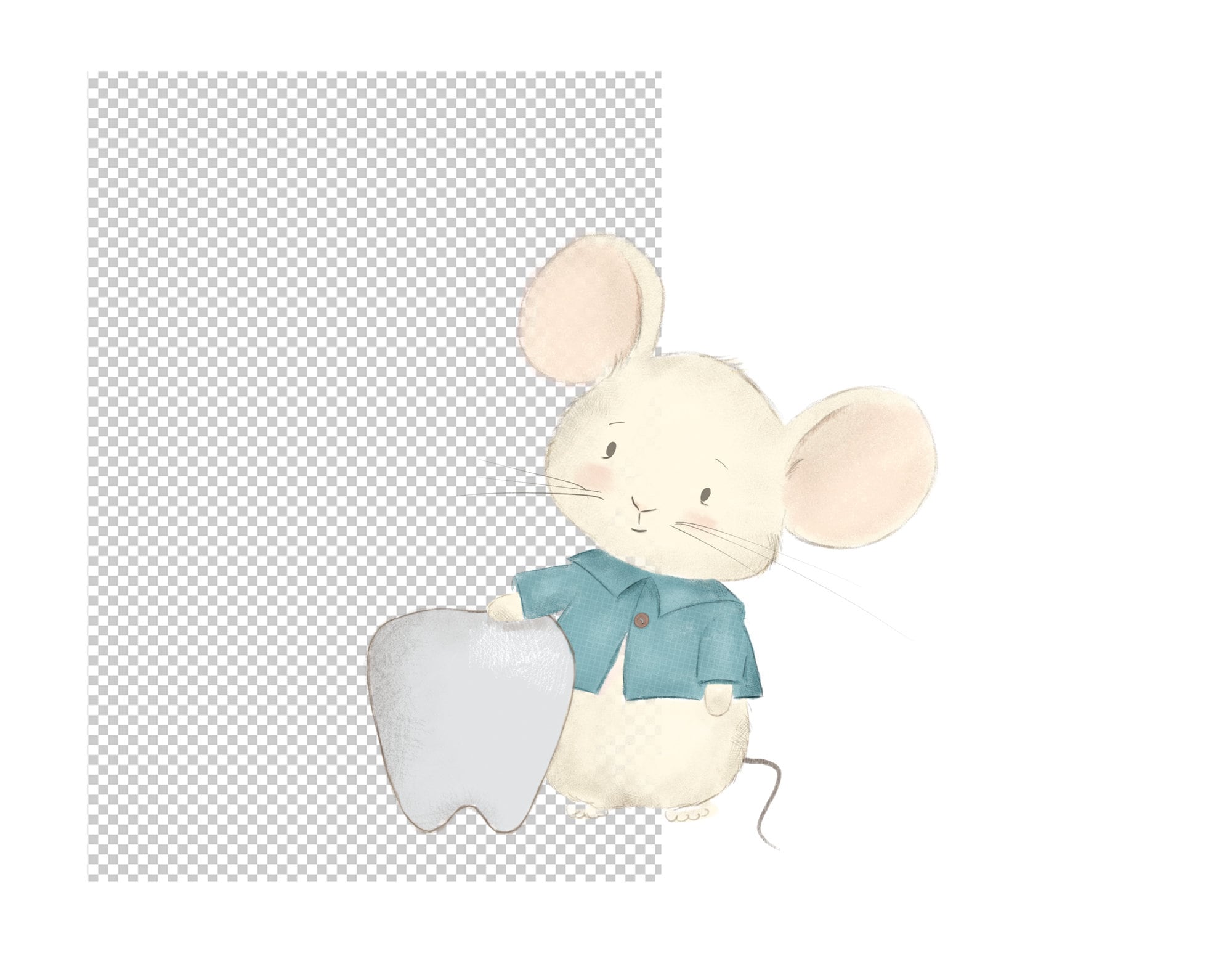 Mouse With Tooth Watercolor Clipart Png, First Tooth Poster or Card ...