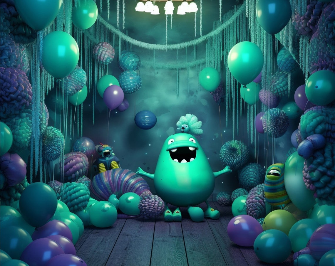 7 X Monster Digital Backdrop, Cake Smash Backdrop, Digital Photo Props ...