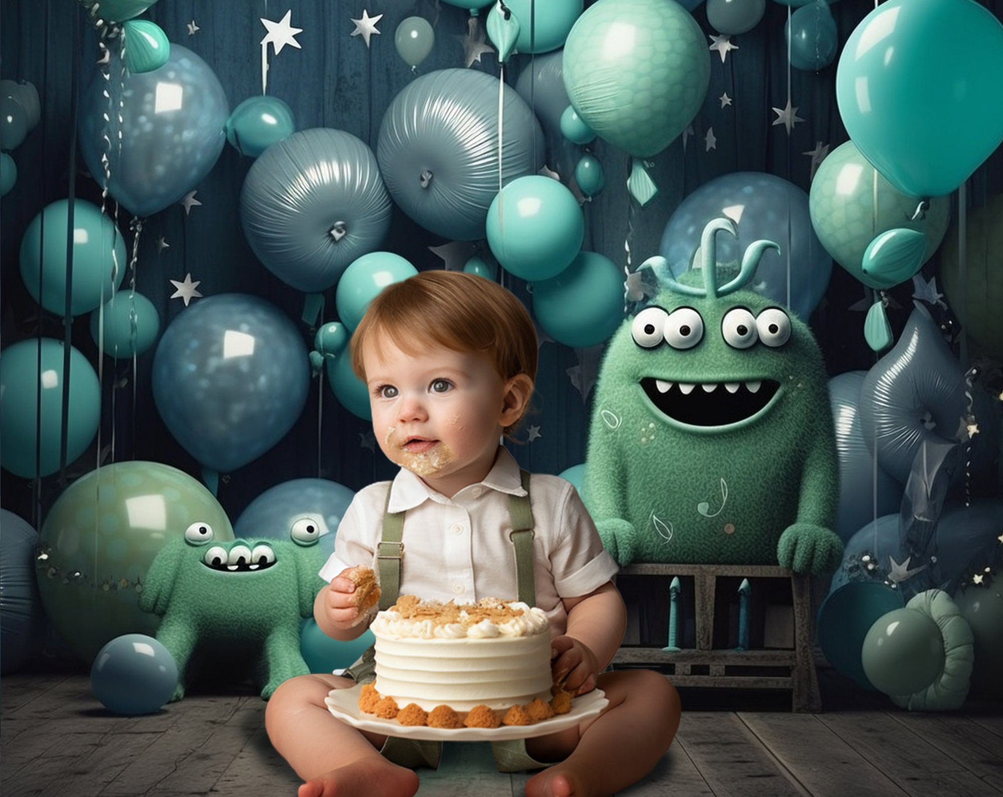7 X Monster Digital Backdrop Cake Smash Backdrop Digital - Etsy