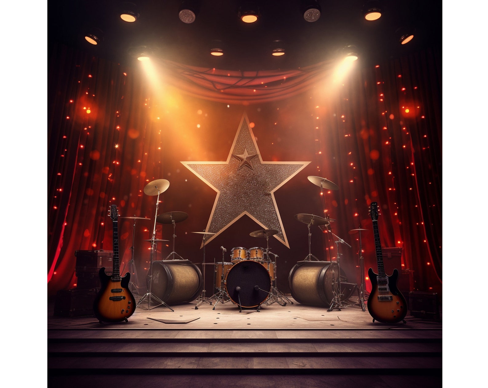 Concert Stage Digital Backdrop, Rock Star Party Backdrop, Kids Birthday ...