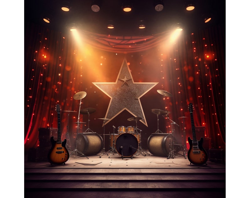 Concert Stage Digital Backdrop, Rock Star Party Backdrop, Kids Birthday ...