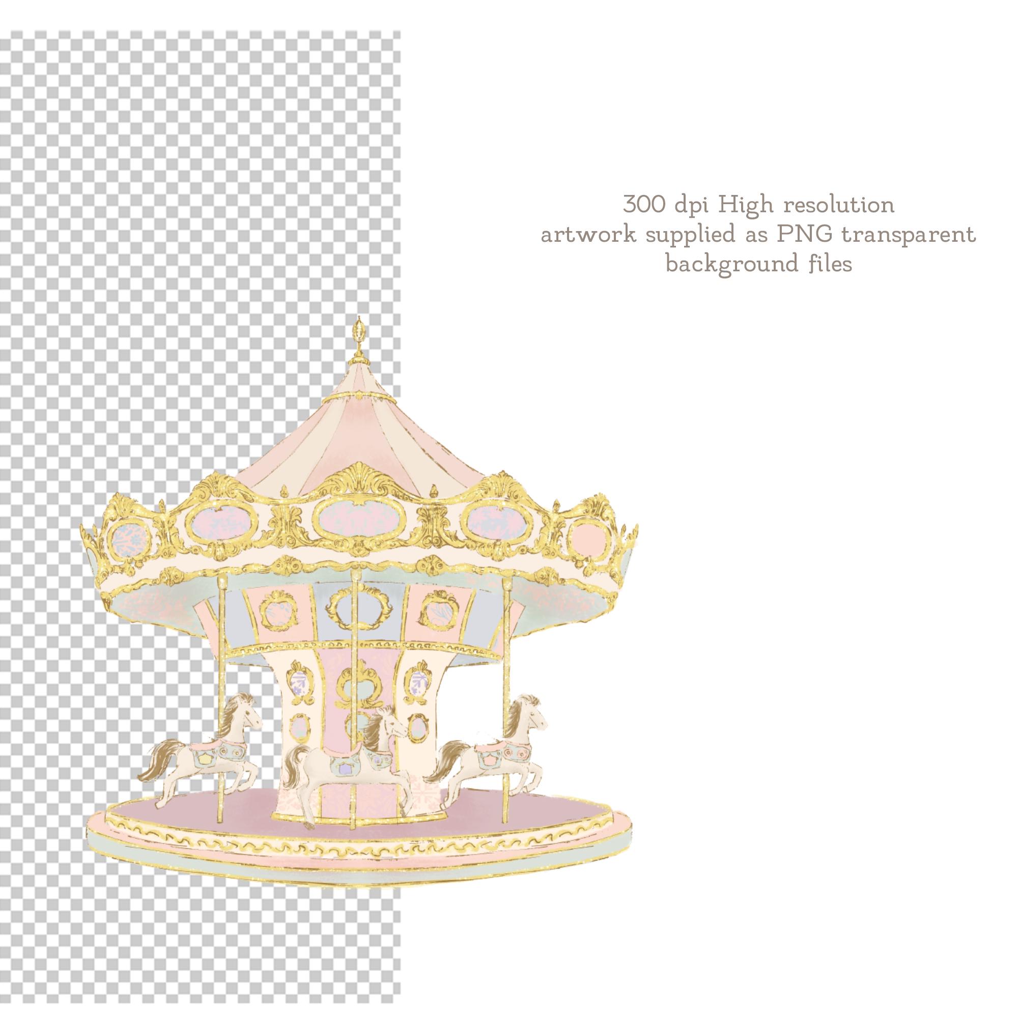 Fairytale Vintage Amusement Park Clipart & Patterns Bundle Baby Shower ...