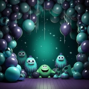 7 X Monster Digital Backdrop, Cake Smash Backdrop, Digital Photo Props ...