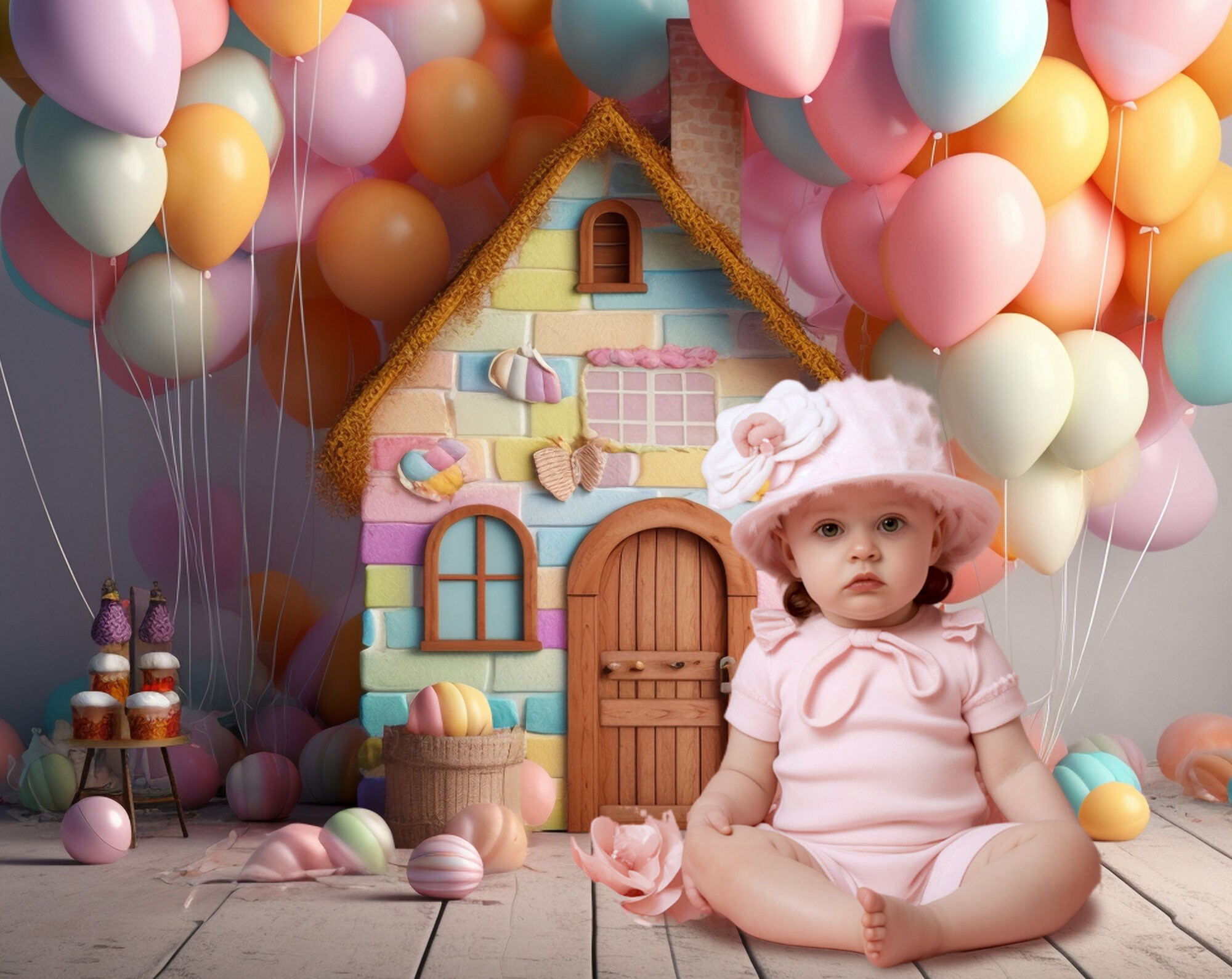 2 X Cake Smash Digital Backdrop Girl Birthday Digital - Etsy