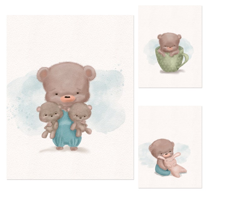 Cute Teddy Bear Clipart Set: Bear Watercolor Clip Art Sweet - Etsy