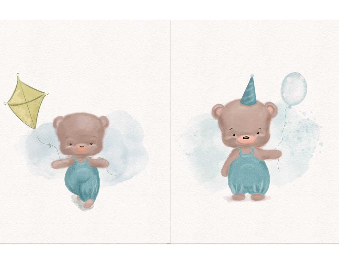 Cute Teddy Bear Clipart Set: Bear Watercolor Clip Art Sweet - Etsy