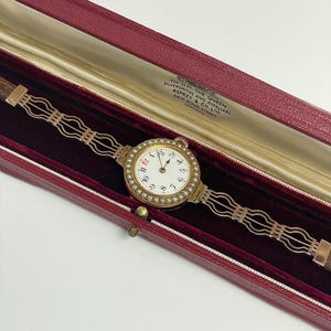 EXTREMELY RARE Ladies 18ct Gold and Seed Pearl Wristwatch. Hallmarked ...