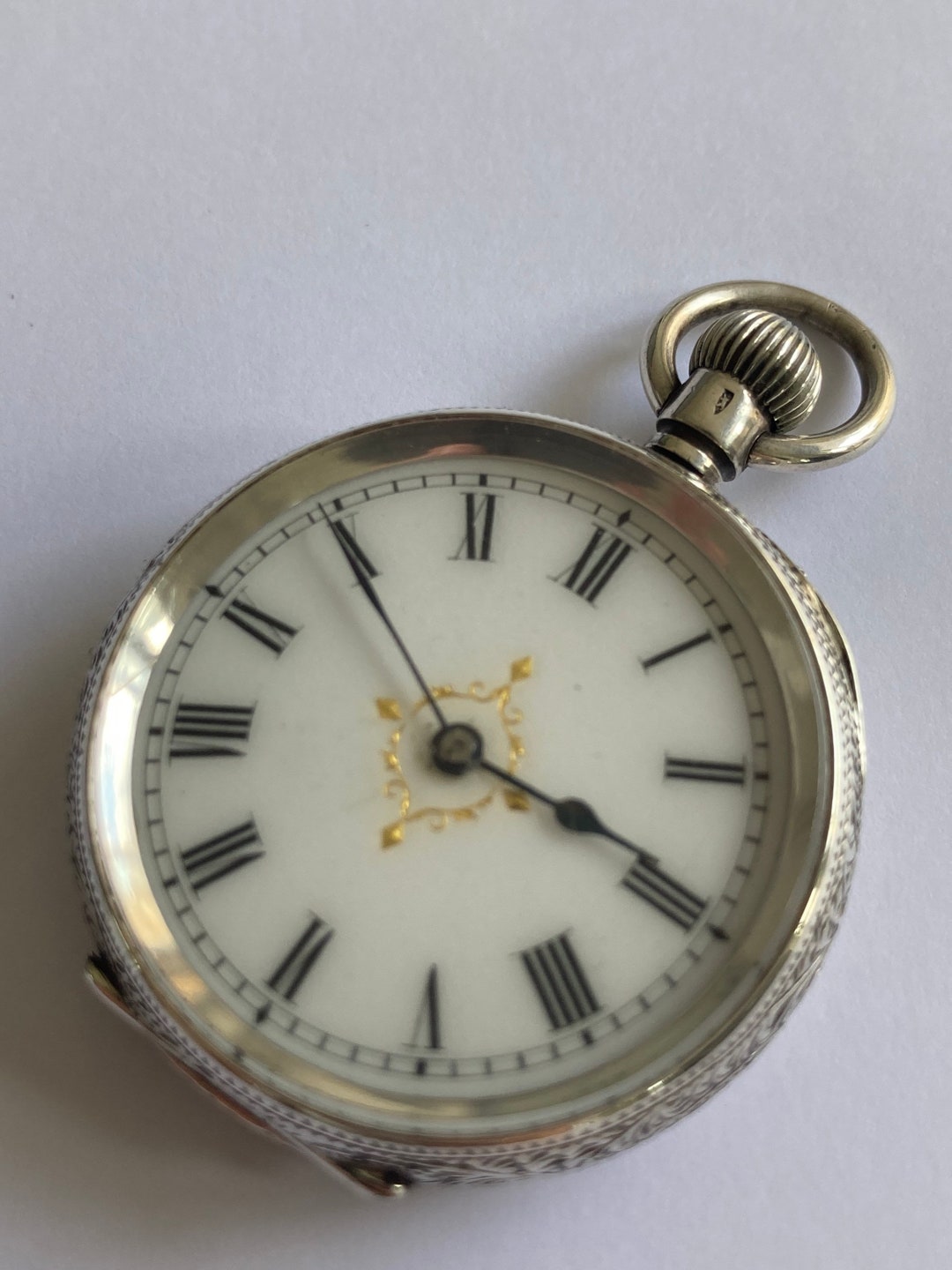 ANTIQUE Ladies Pretty Dial Solid Silver Victorian Fob Pocket Watch ...