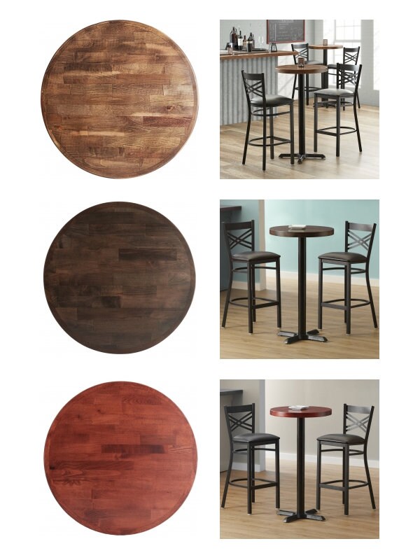 24 Round Bar Height Table With Base In Recycled Wood Etsy