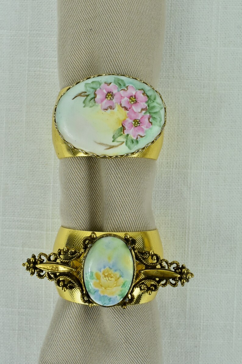 BOTANICAL GARDEN Collection ...... Vintage Brooch Napkin Rings ...set ...