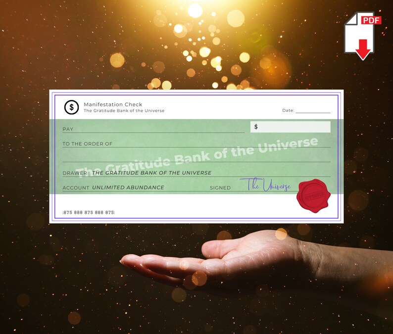 Law of Abundance Printable Manifestation Check Goal Setting Mindset ...