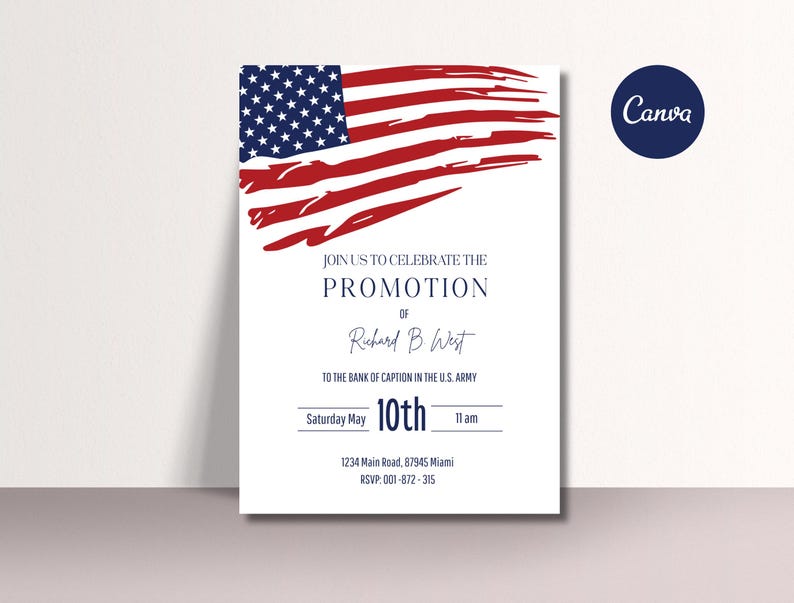 Military Promotion Party Invitation, Printable Army, Marine, Air Force ...
