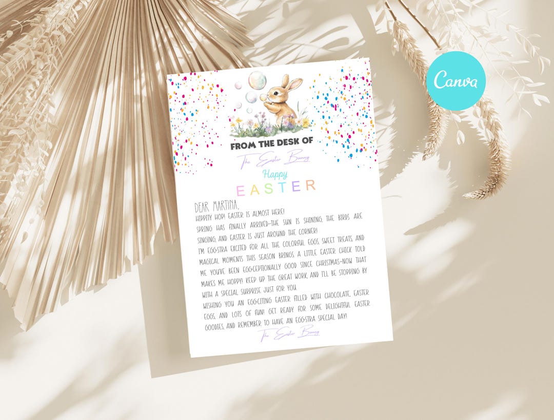 Editable Easter Bunny Letter, Letter From the Desk of Easter Bunny ...