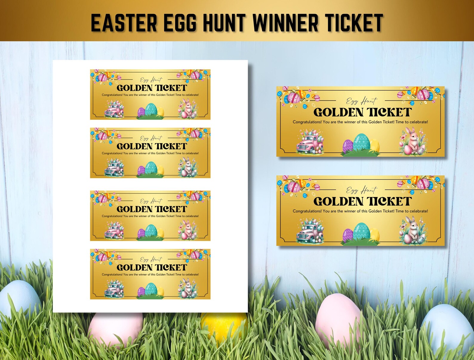 EASTER GOLDEN TICKET | Easter Egg Hunt | Printable Easter Golden Ticket ...