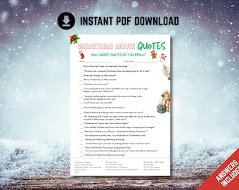 Christmas Movie Quote Trivia Game, Xmas Movies Quote Game, Holiday ...