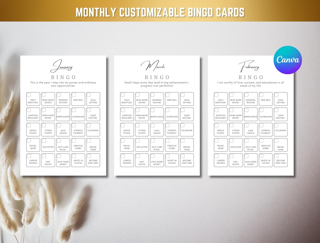 Monthly Bingo Card, Goal Setting Planner Sheet, 2025 Bingo Printable ...