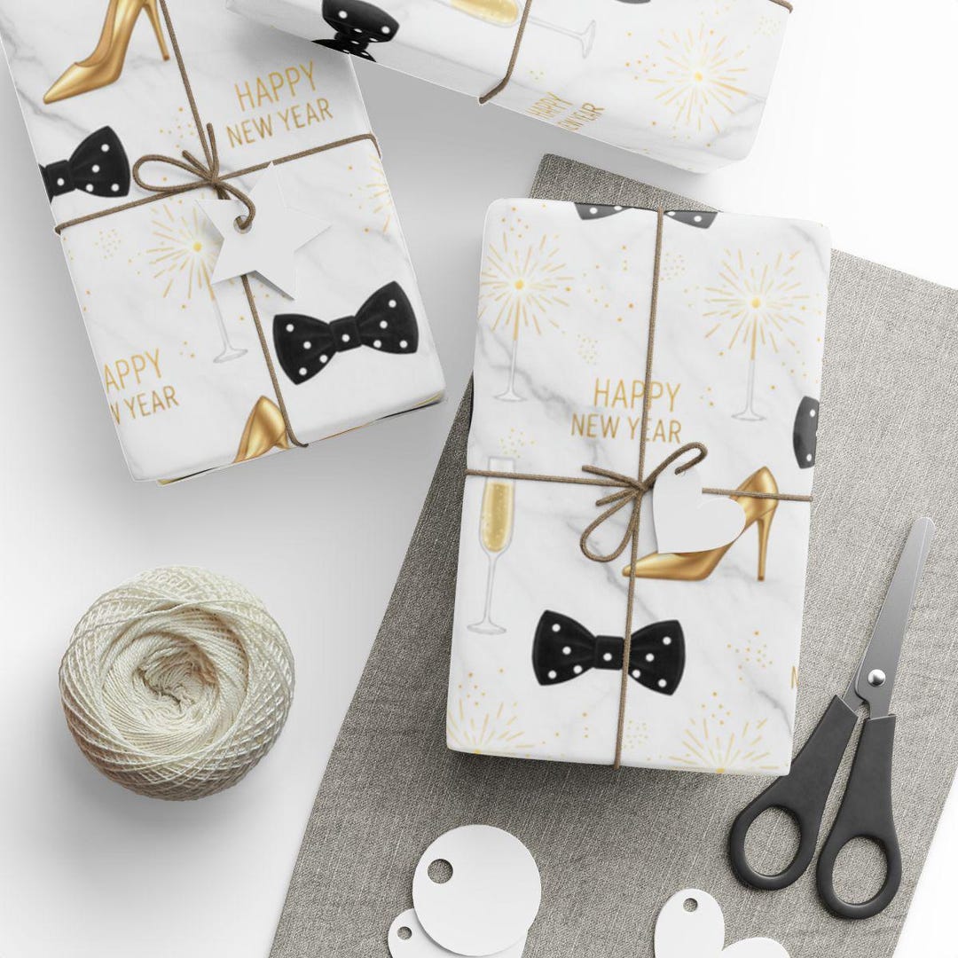 Christmas Wrapping Paper, Happy New Year Wrapping Paper, Holiday Gift ...