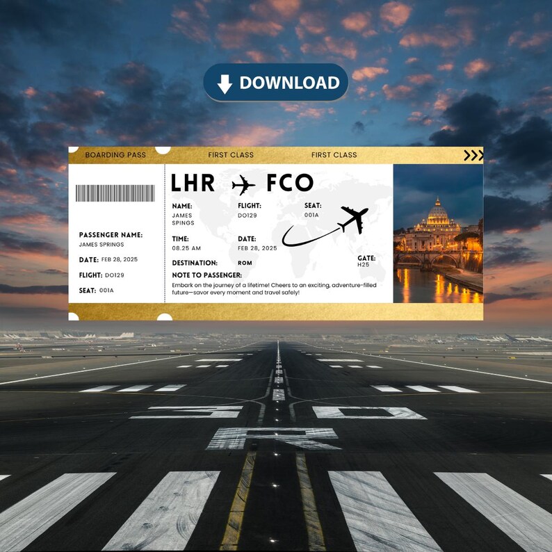 Boarding Pass Canva Template, Editable Airplane Ticket, Custom Boarding ...