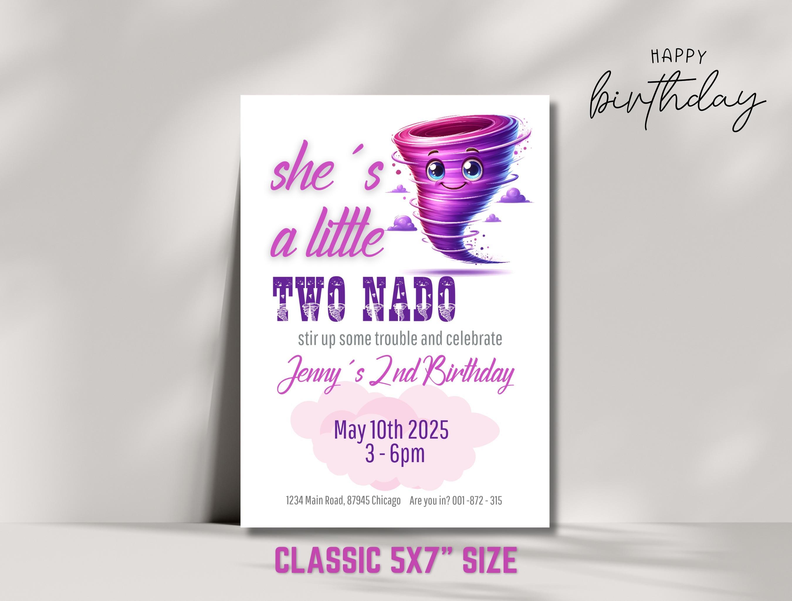 Editable Two-nado Birthday Invitation Template, Tornado Birthday Invite ...